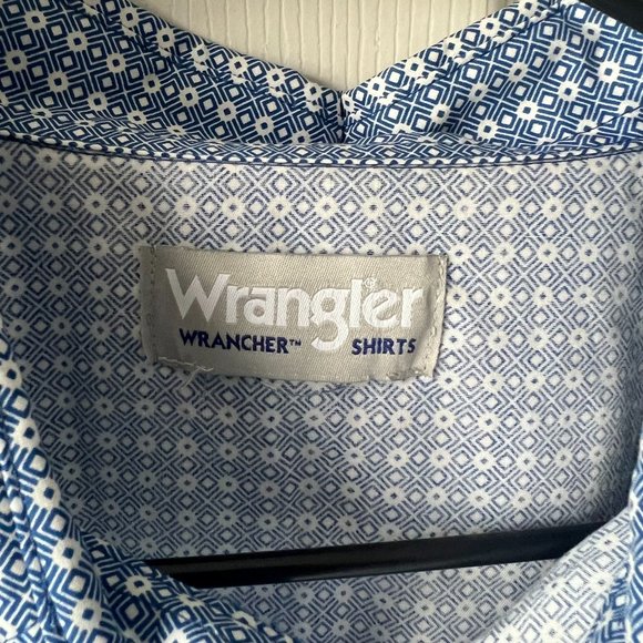 Wrangler | Shirts | Wrangler Rancher Mens Blue White Long Sleeve Pearl ...